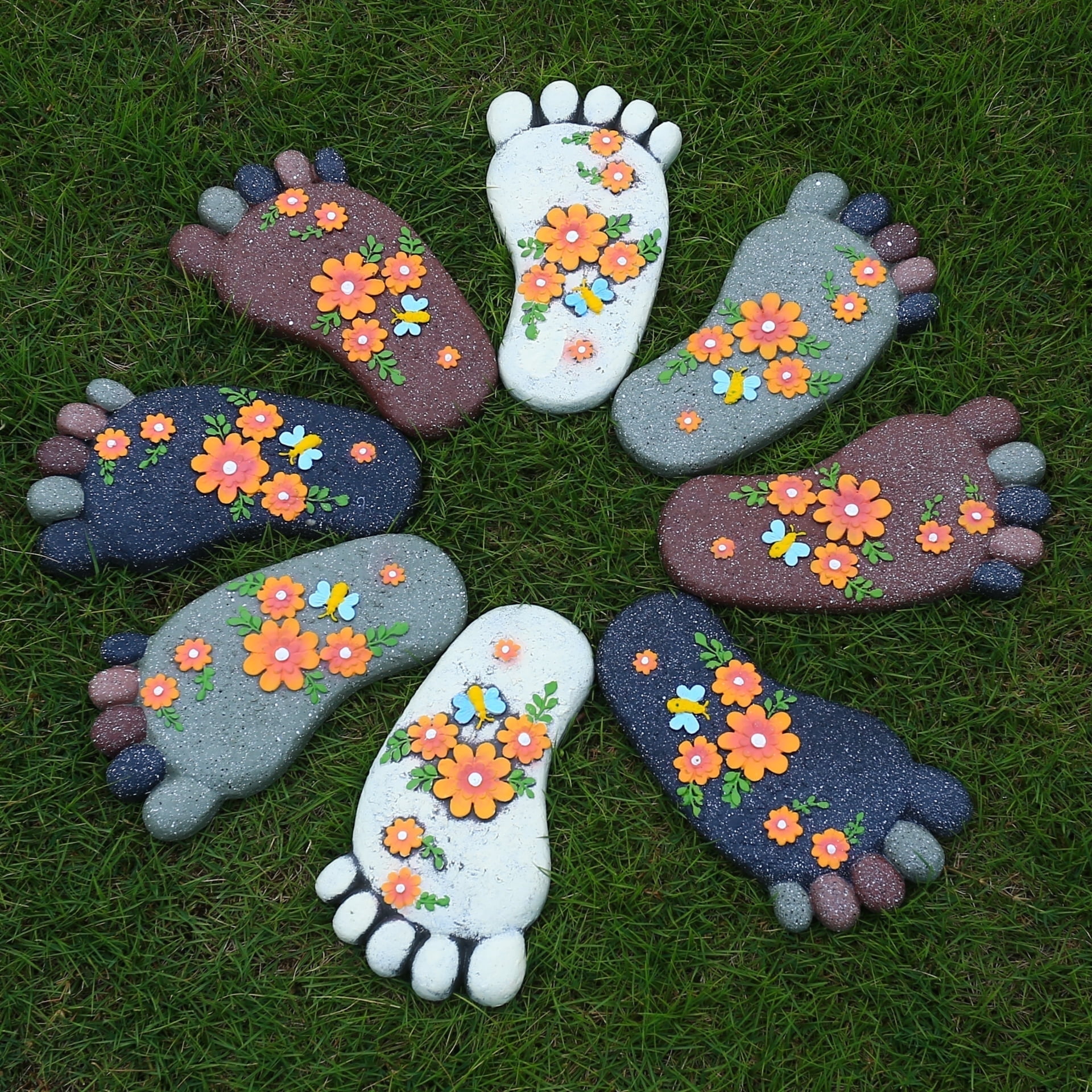 Epoxy resin Footprint Garden Stepping Stones Set of 2 , Outdoor ...
