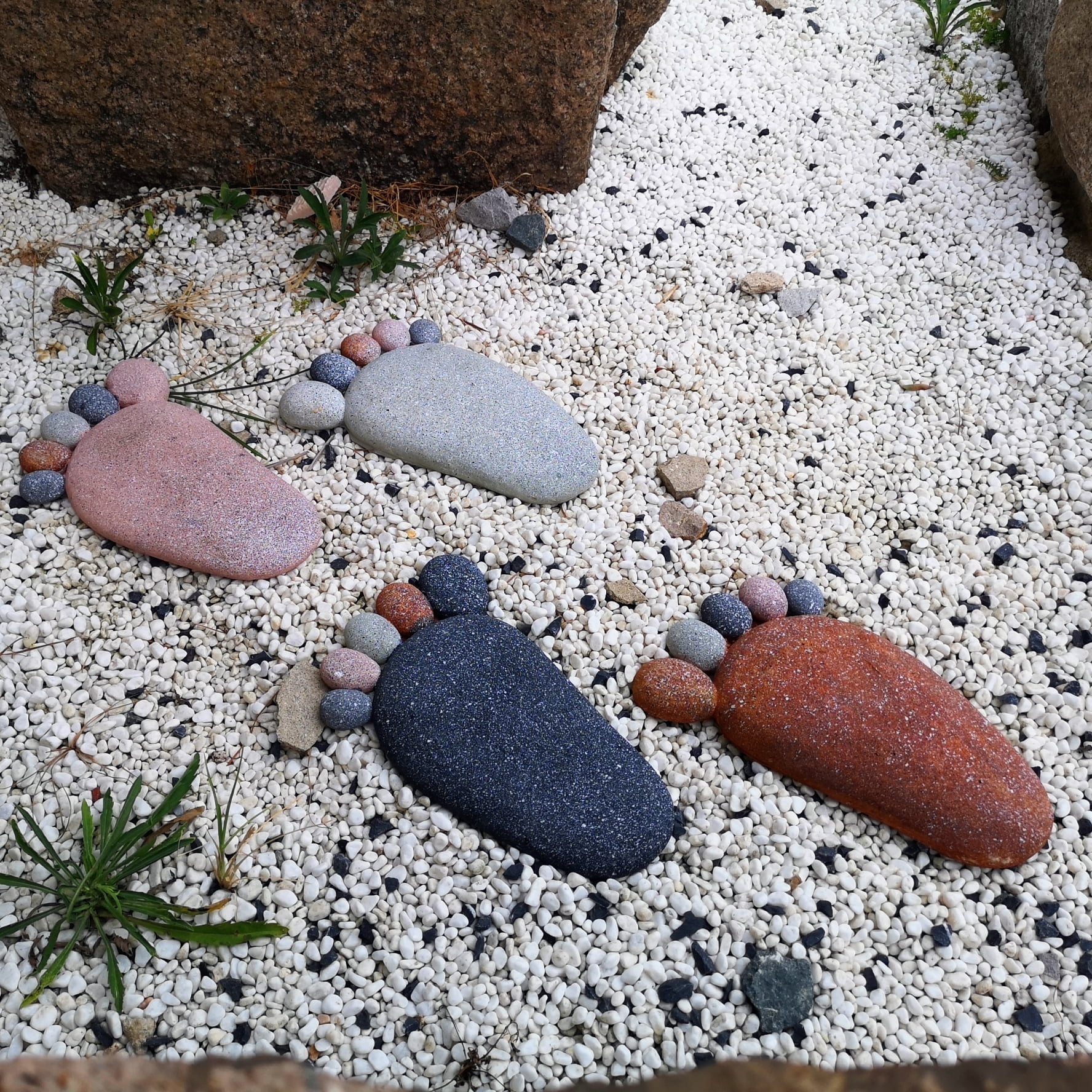 Epoxy resin Footprint Garden Stepping Stones Set of 2 , Outdoor ...