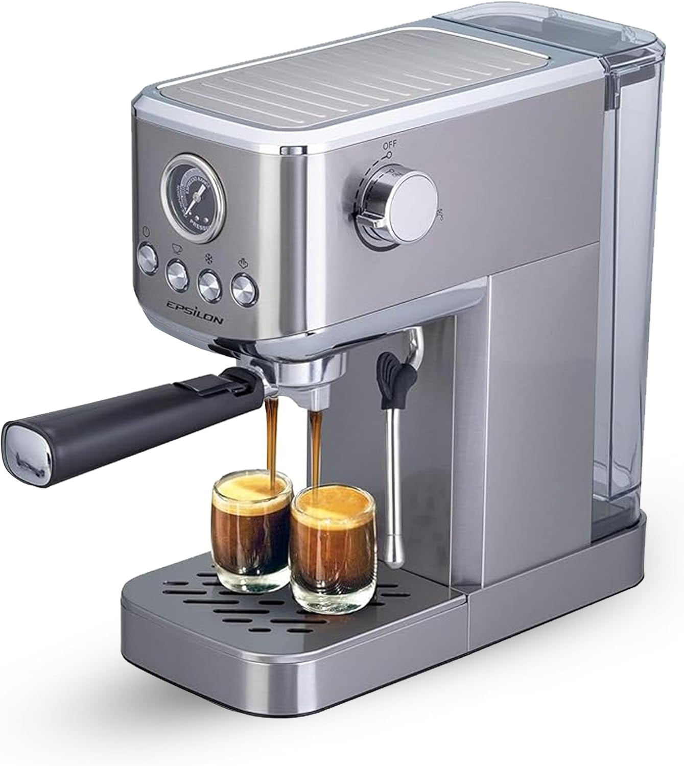 Epsilon Coffee Machine with Milk Frother, Compact 20-Bar Espresso Maker ...