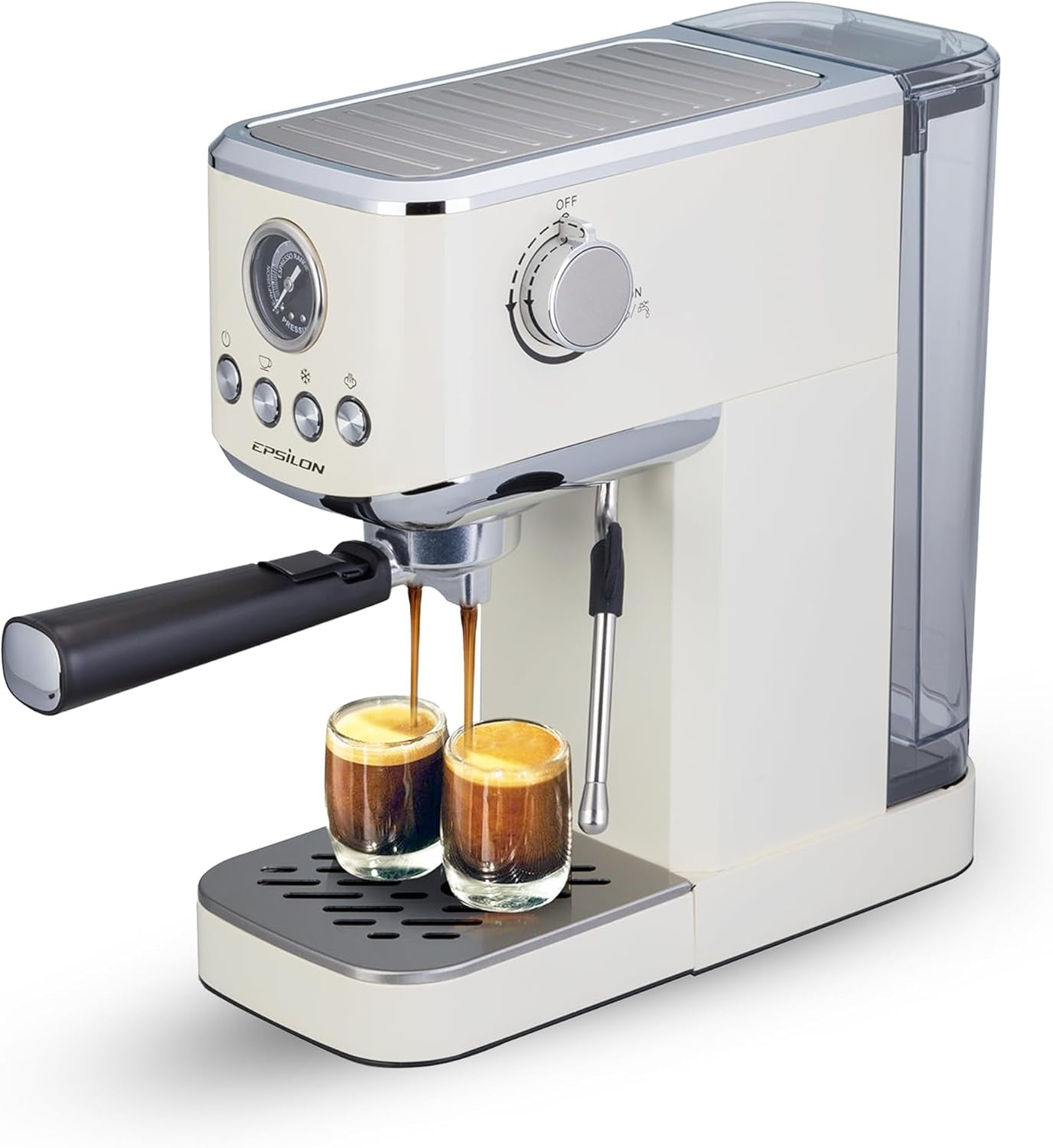 Epsilon Coffee Machine with Milk Frother, Compact 20-Bar Espresso Maker ...