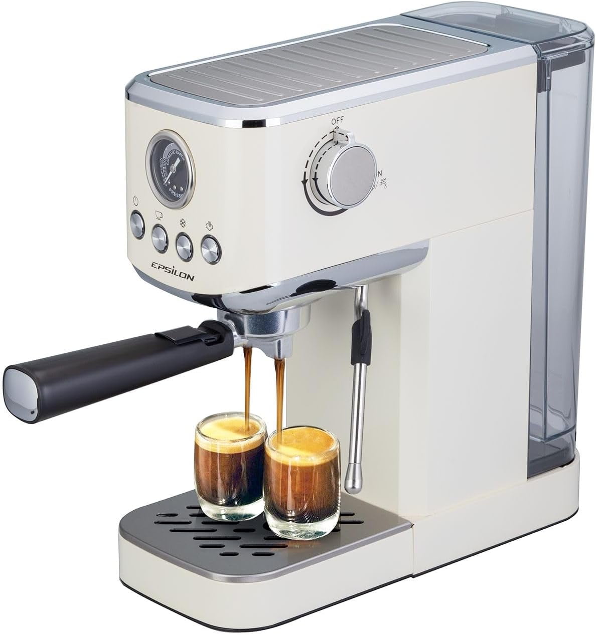 Epsilon Coffee Machine with Milk Frother, Compact 20-Bar Espresso Maker ...