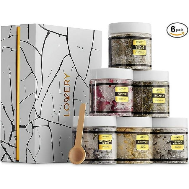 Epsom Bath Salts Gift Set, Relaxing Spa Salt with Essential Oils, Bubble Bath Soaks - Lavender ...