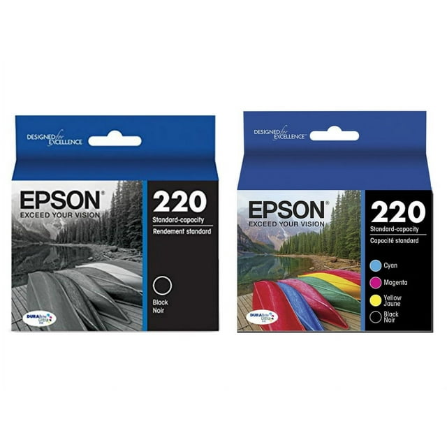 Epson 220 ink Black and Color 4 Pack (T220120, T220520) - Walmart.com
