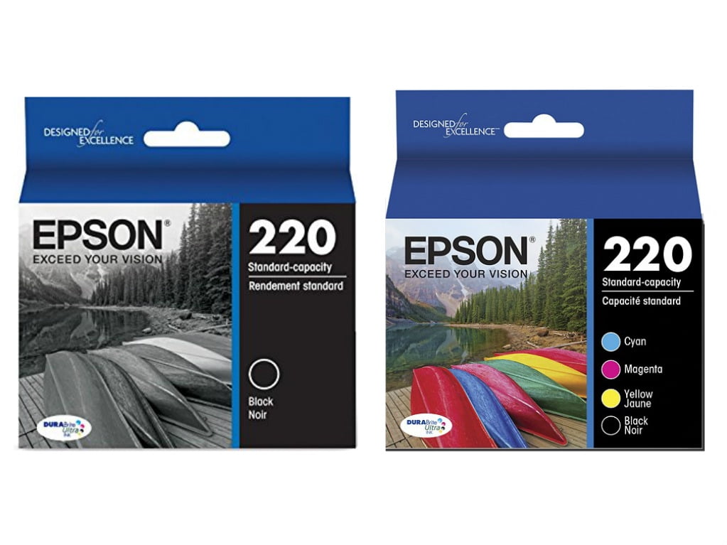 Epson 220 ink Black and Color 4 Pack (T220120, T220520) - Walmart.com