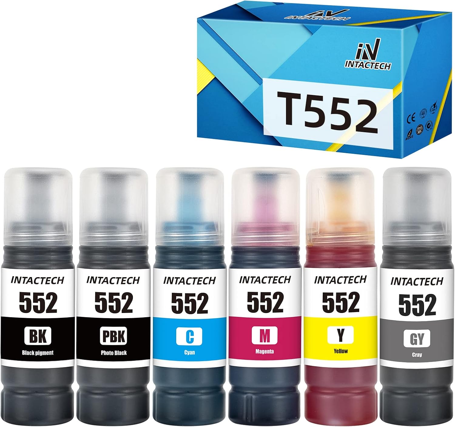 Epson 552 T552 High Capacity Refill Ink Replacement for Epson 552 Ink Work for EcoTank Photo ET ...