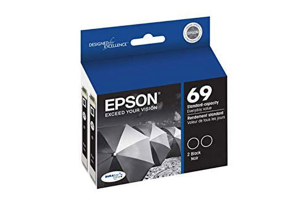 Epson 69 Black Twin Pack Ink Cartridges, Standard Capacity, DuraBrite ...