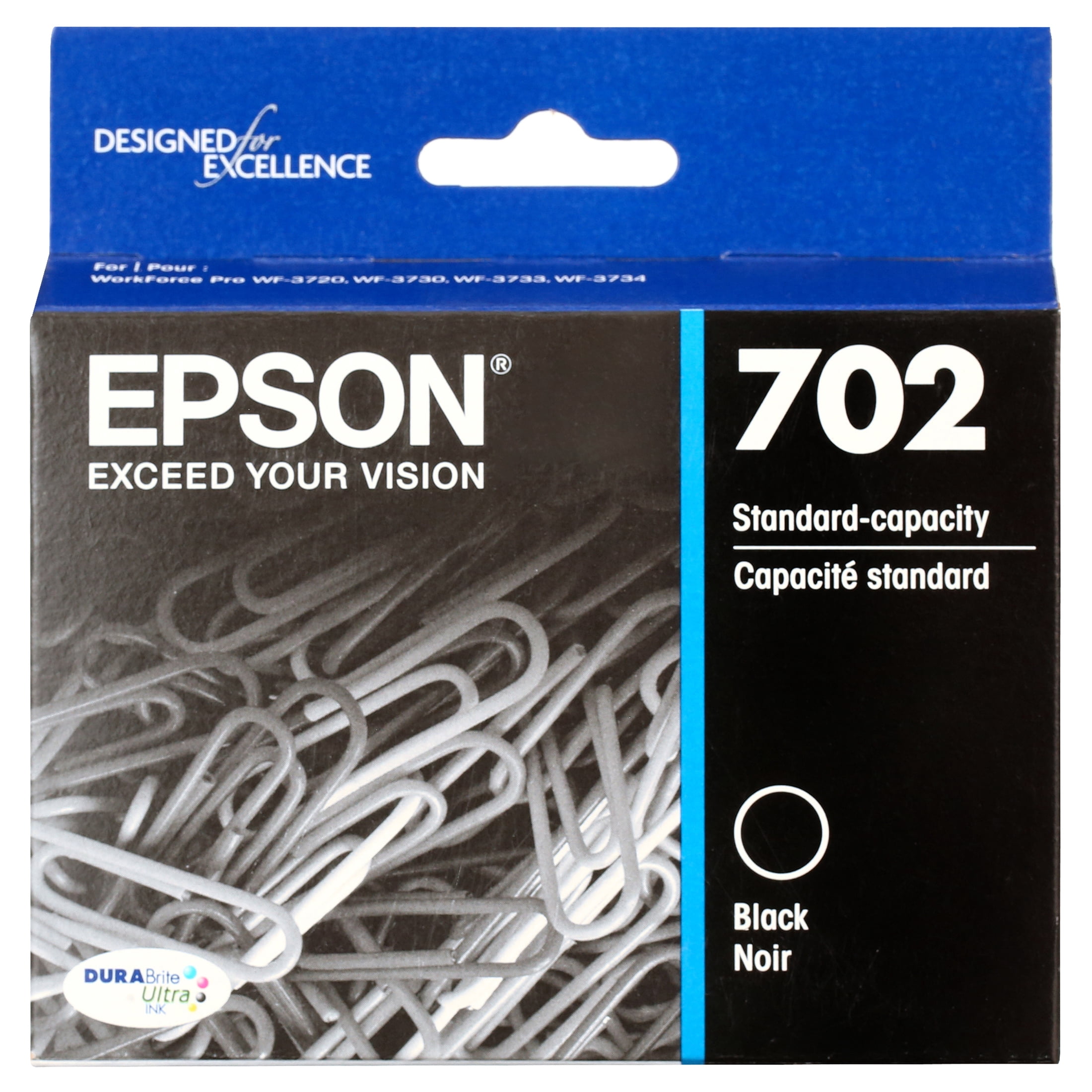 Epson 702 Standard-capacity Black Ink Cartridge for WF-3720 & WF-3733 ...
