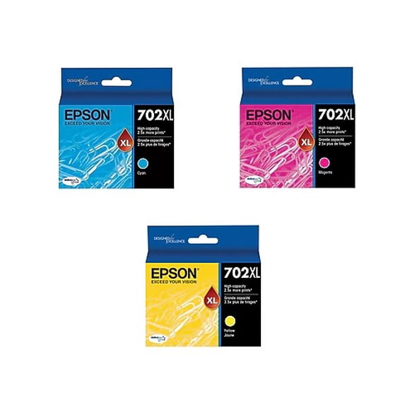 Epson 702XL DURABrite Ultra High-Yield Cyan, Yellow, Magenta ...