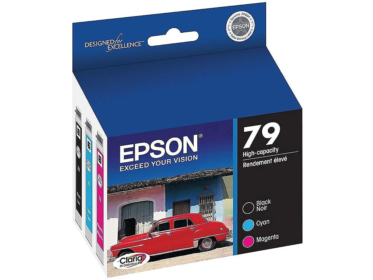 Epson 79, High-Capacity Black/Cyan/Magenta Ink Cartridges, Pack Of 3 ...