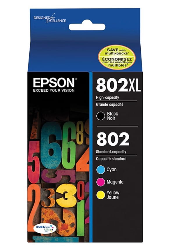 Epson 802XL Black & 802 CMY Ink Cartridge Combo Pack, High Yield Black ...