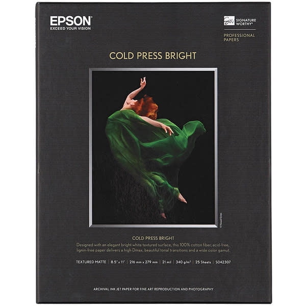 Epson Cold Press Bright Paper 25 sheets 25-Pack, White - Walmart.com