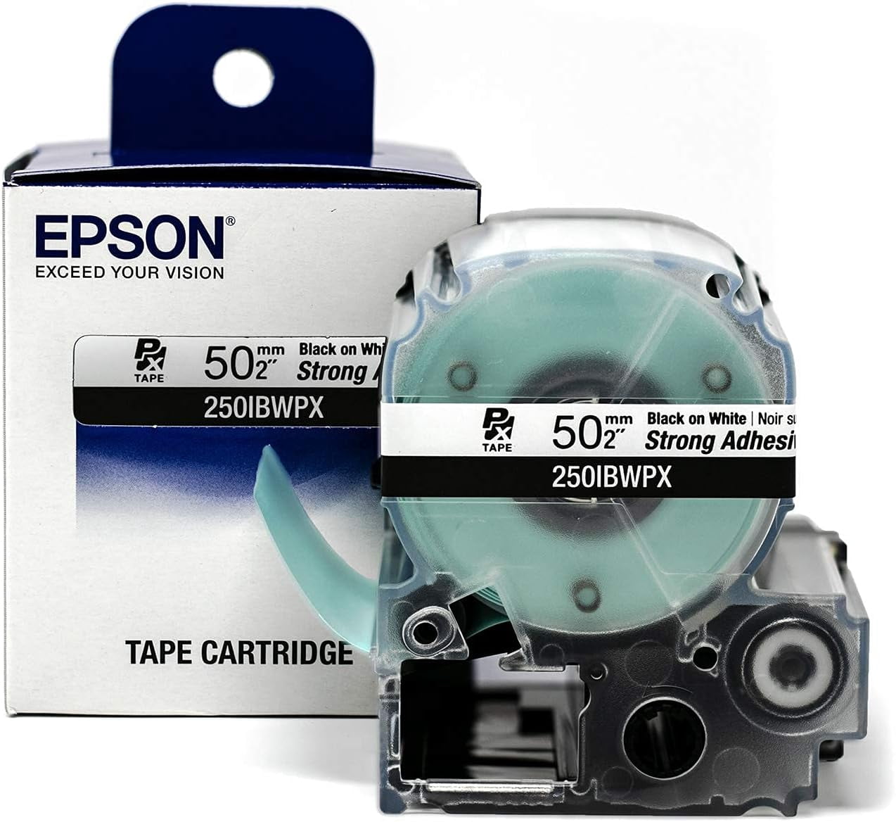 Epson LABELWORKS 250IBWPX - Black on White Strong Adhesive PET Label ...