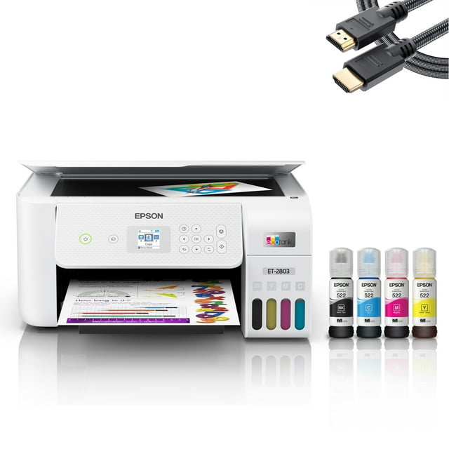 Epson EcoTank ET-2803 Wireless All-in-One Printer, 5760x1440 dpi, Auto ...
