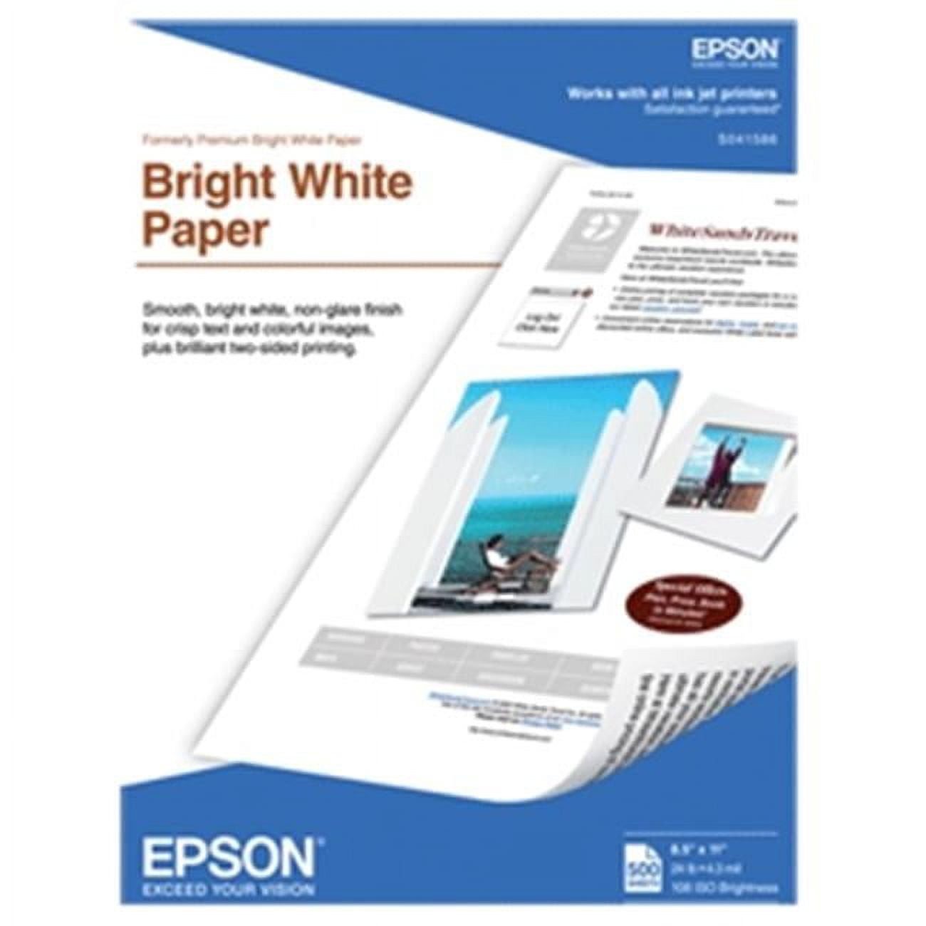 Epson Inkjet Premium Bright White Paper 8.5x11 500 Sht Bright White ...
