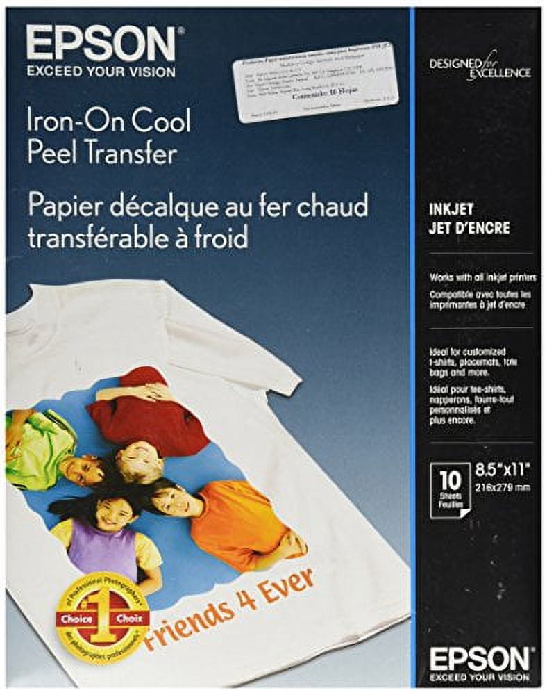 Epson Iron-on Cool Peel Transfer (8.5x11 Inches, 10 Sheets) (S041153 ...