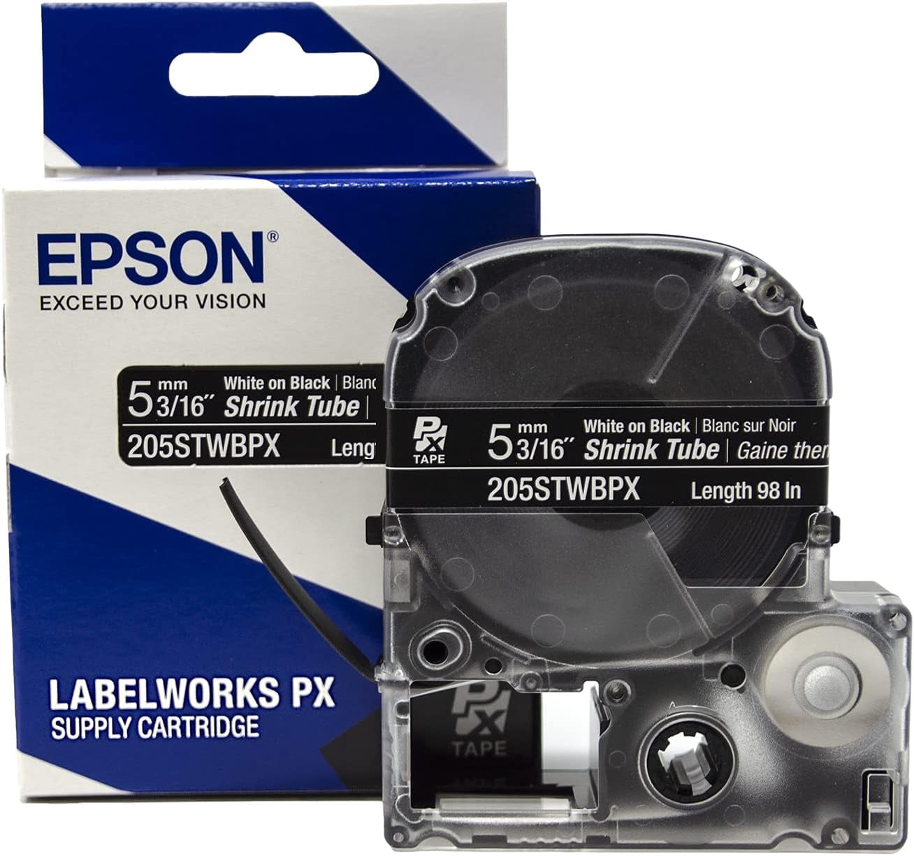 Epson LABELWORKS 205STWBPX - White on Black Shrink Tube Label Maker ...