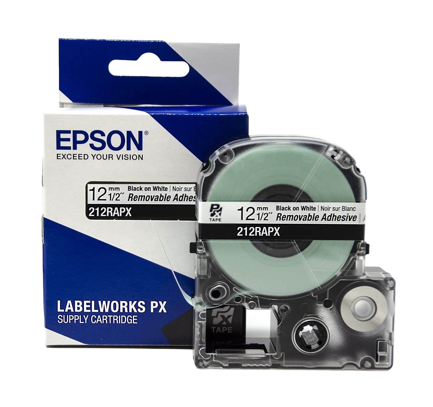 Epson LABELWORKS 212RAPX - Black on White PET Label Maker Tape ...