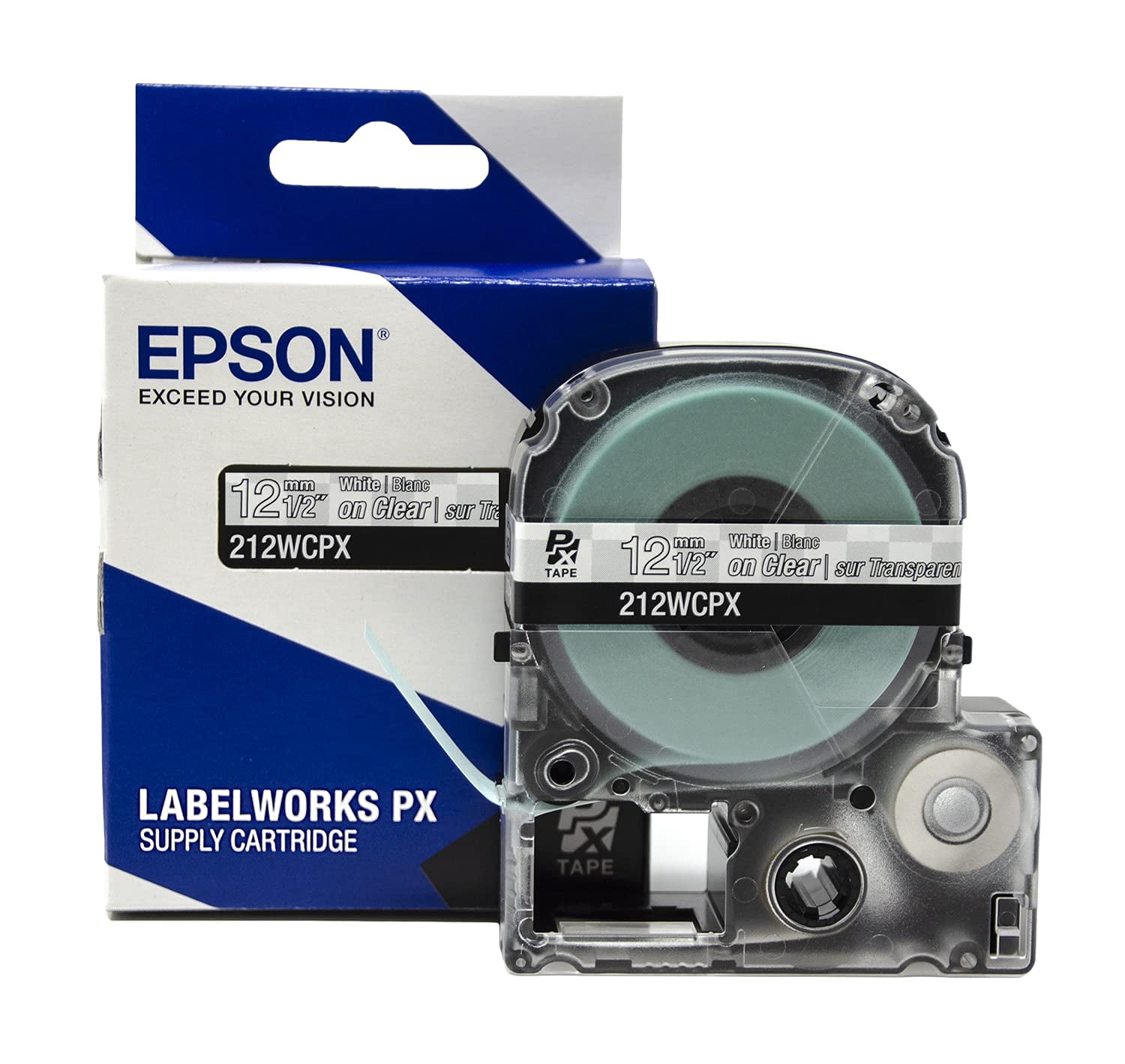 Epson LABELWORKS 212WCPX - White on Clear PET Label Maker Tape - 1/2 ...