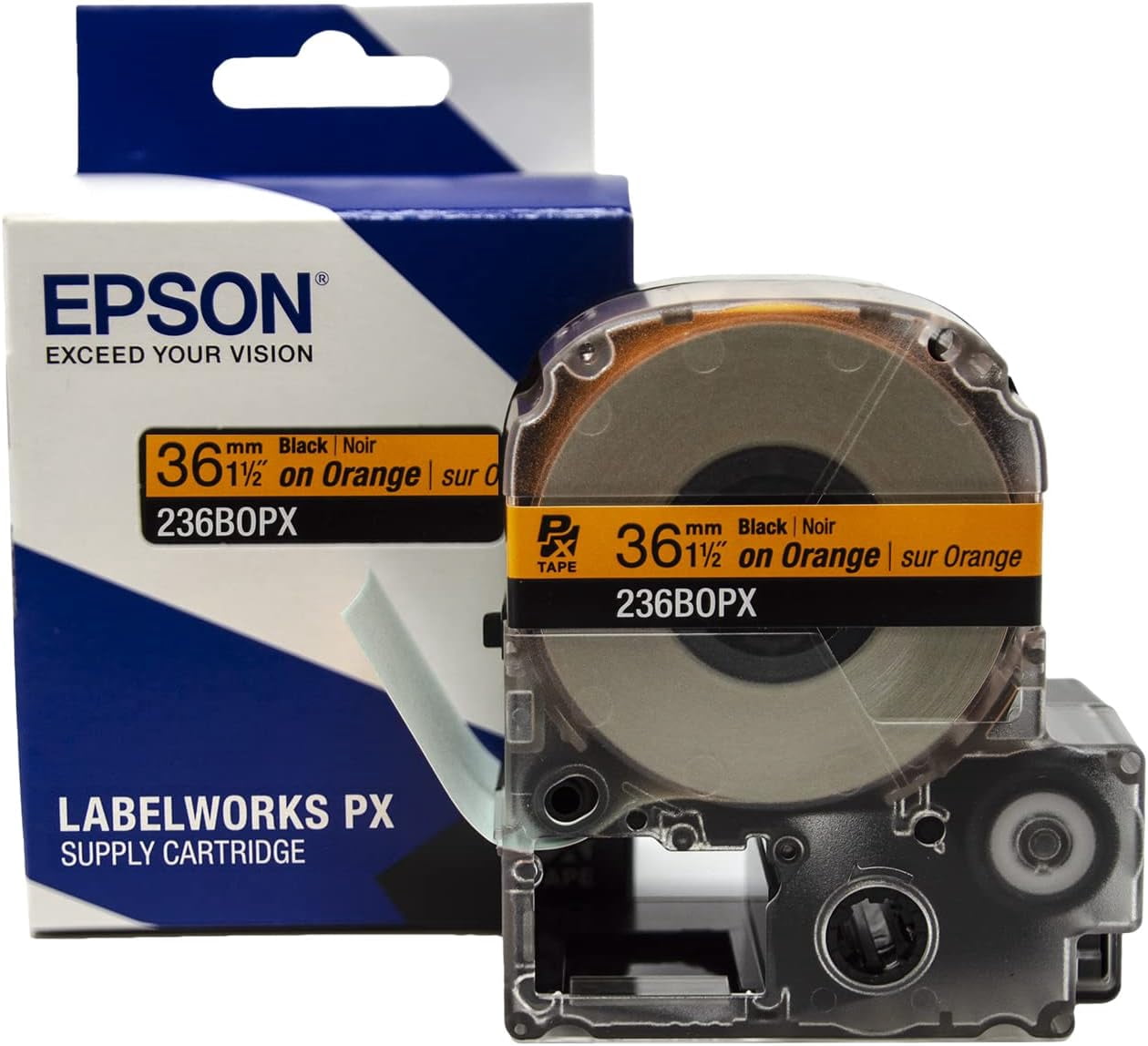 Epson LABELWORKS 236BOPX - Black on Orange PET Label Maker Tape - 1.5 ...