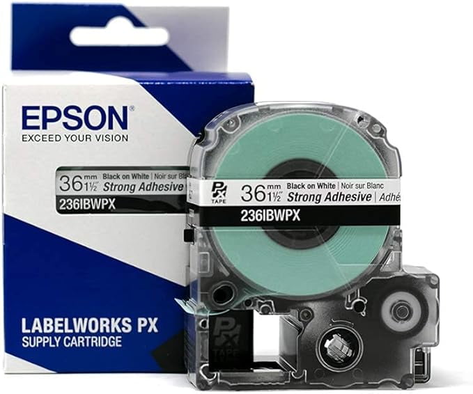 Epson LABELWORKS 236IBWPX Strong Adhesive Tape Cartridge - 1-1/2" (36mm ...
