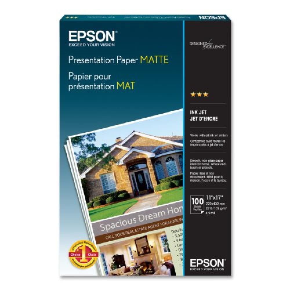 Epson Matte Presentation Paper 4.9 Mil, 11" x 17", 27 Lb (102 GSM ...