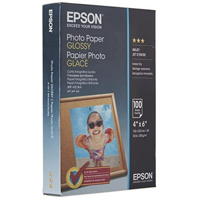 Epson Photo Paper Glossy - Borderless - S042038, 4" x 6" (100 sheets ...