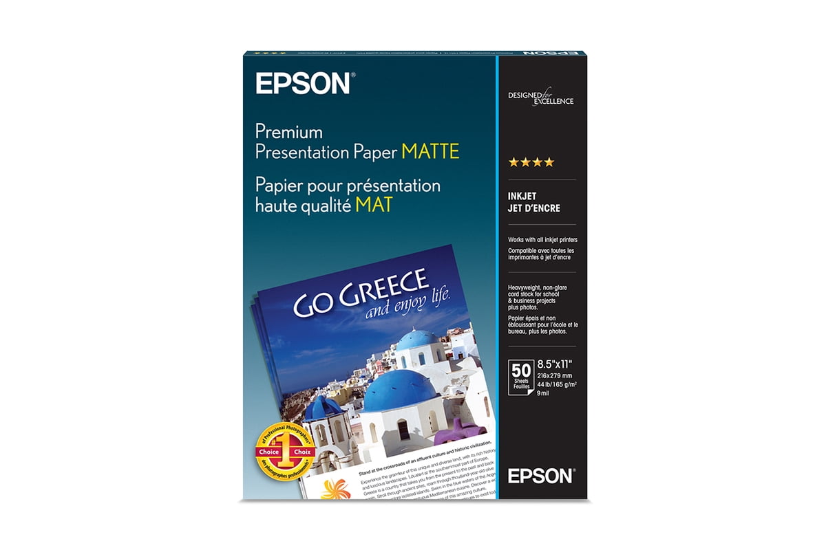 Epson Premium Matte Presentation Paper, 45 lbs., 8-1/2 x 11, 50 Sheets ...