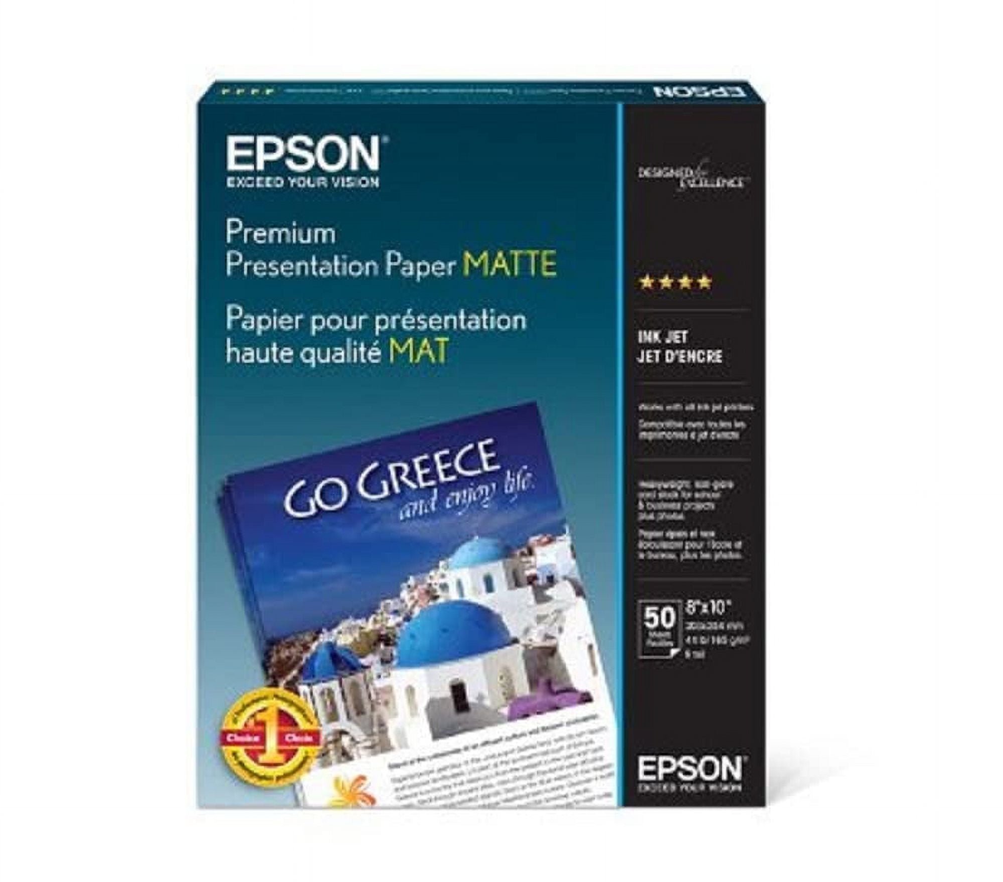 Epson Premium Presentation Paper MATTE (8x10 Inches, 50 Sheets ...