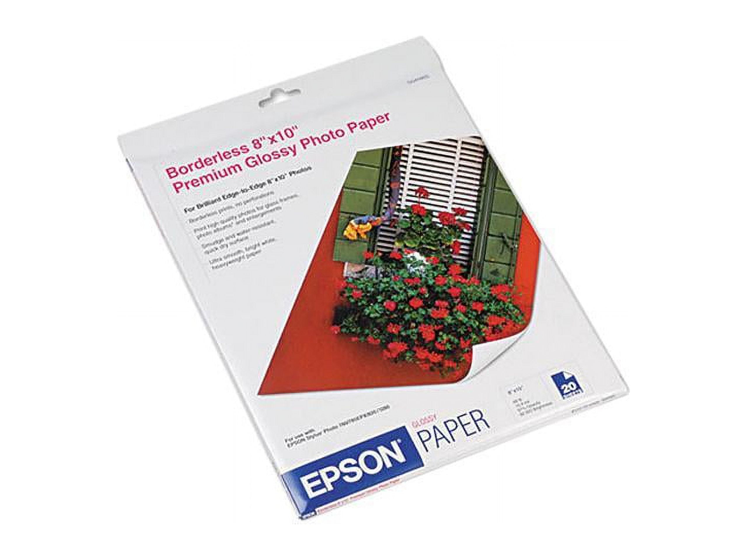 Epson Premium Photo Paper 8"x10" - High Gloss, 92 Brightness, 20 Sheet ...