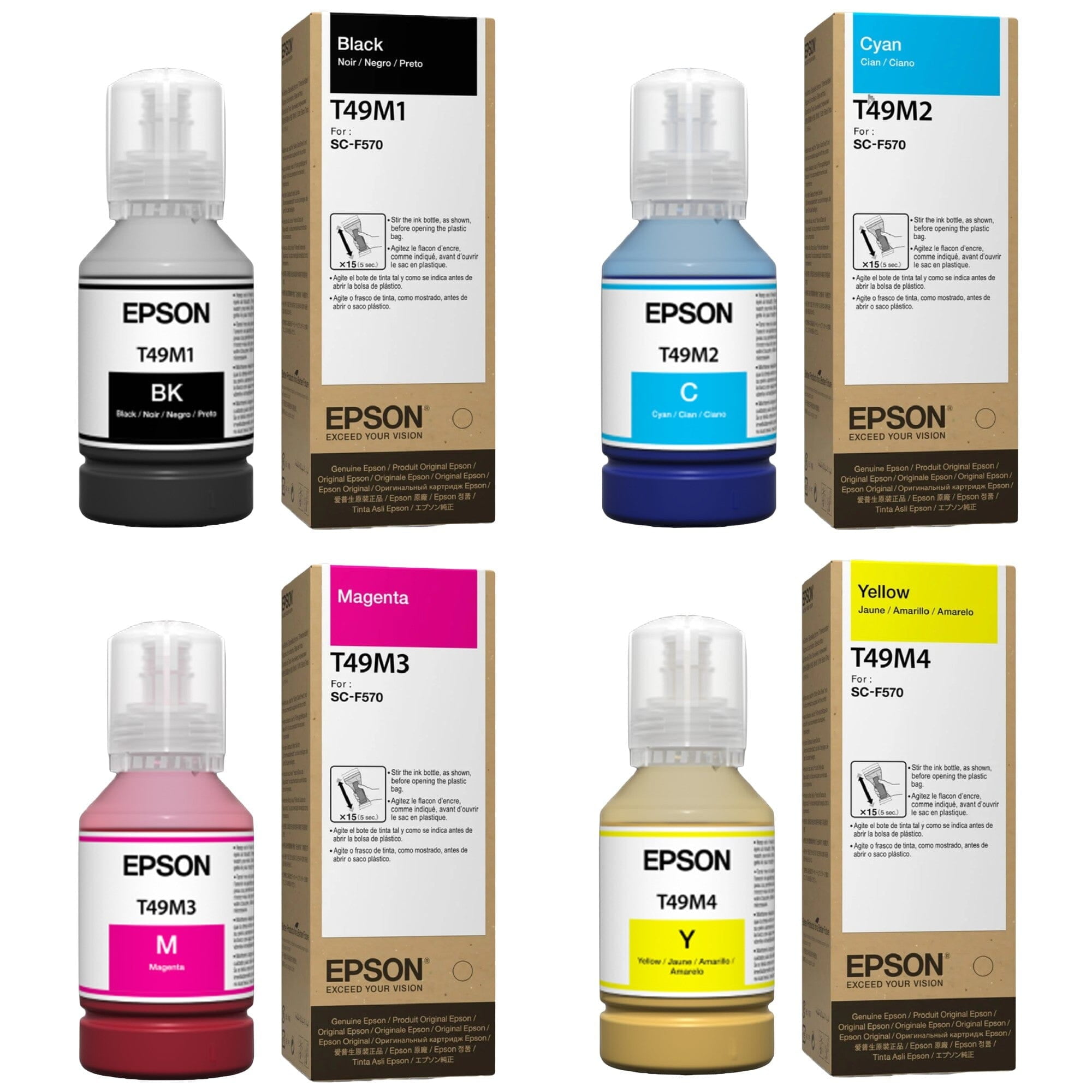 Epson SureColor Ink Set for Epson F170 & Epson F570 - 4 Pack - Walmart ...