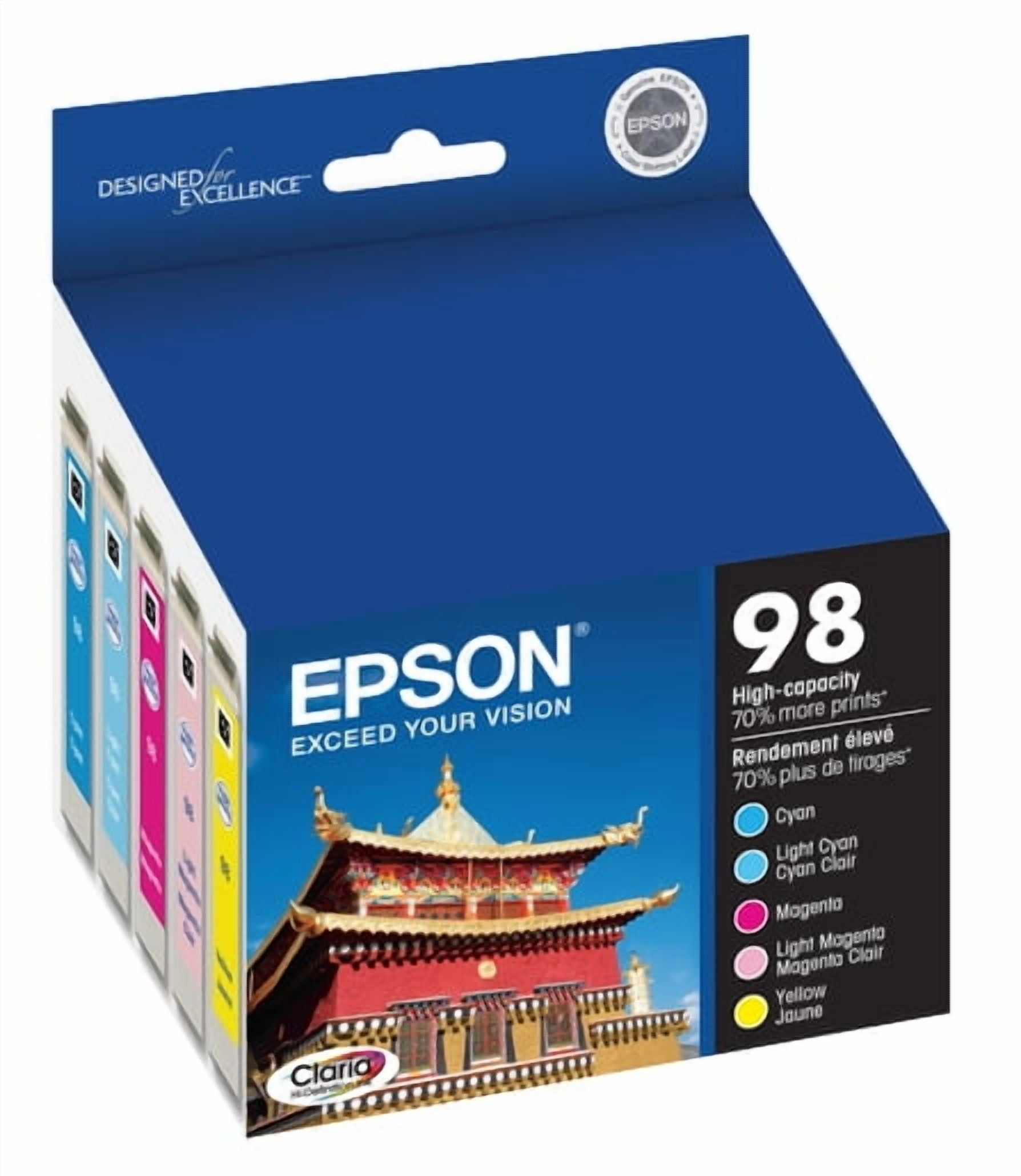 Epson 98 Claria Hi-Definition Ink High Capacity 5 Color Cartridge Combo ...