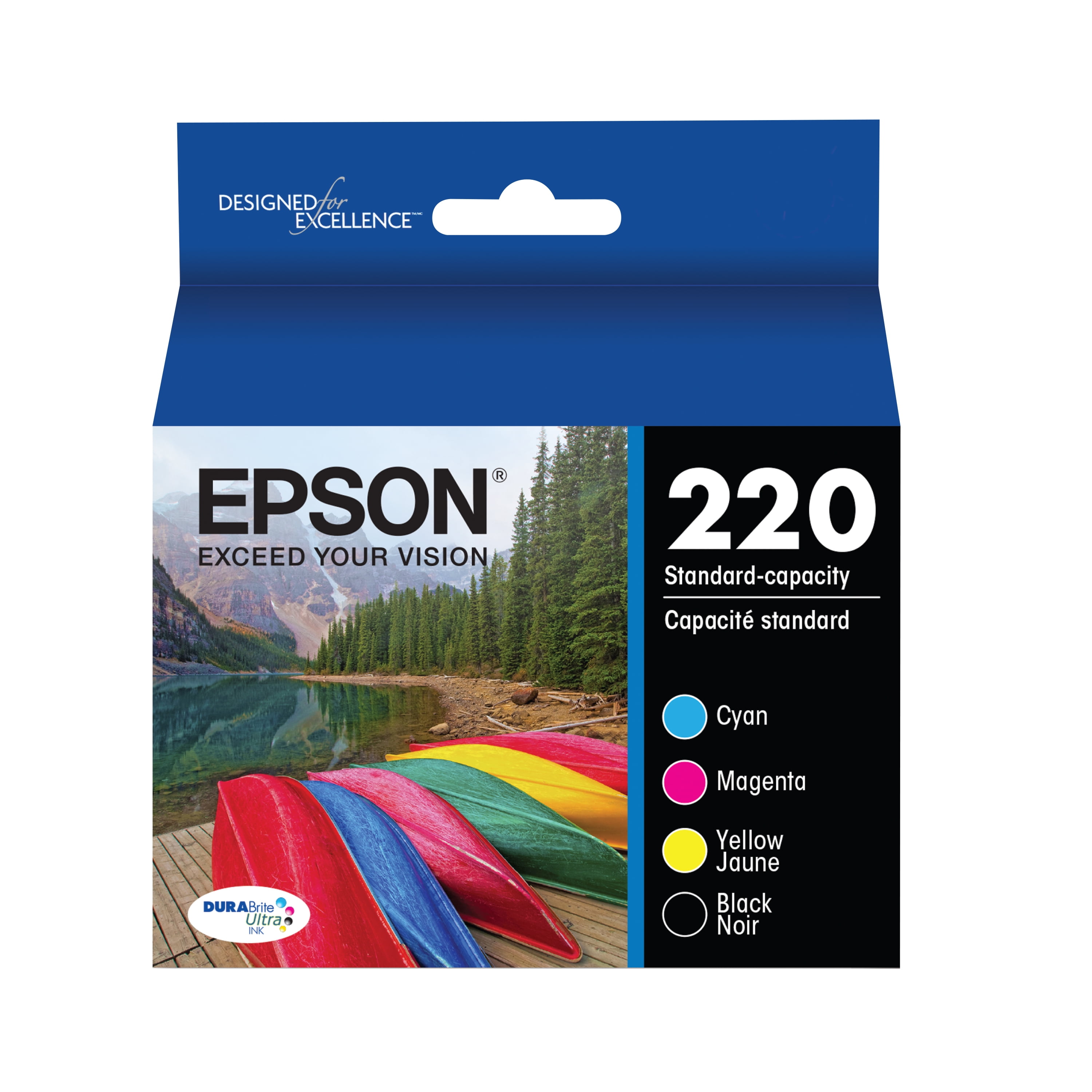 Epson 220 DURABrite Ultra Ink, Black/Color Combo Pack, Smudge/Water ...