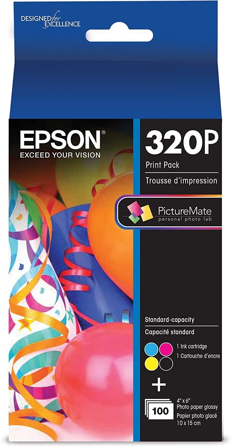Epson T320P Original 320P Ink Cartridges 4 colors w/ Photo Paper Kit ...