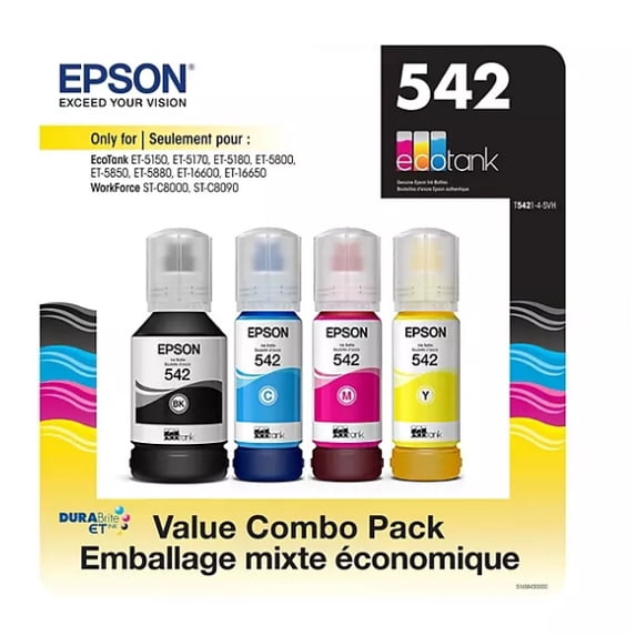 Epson T542 Black And Color Ink Bottles, Club Pack - Walmart.com
