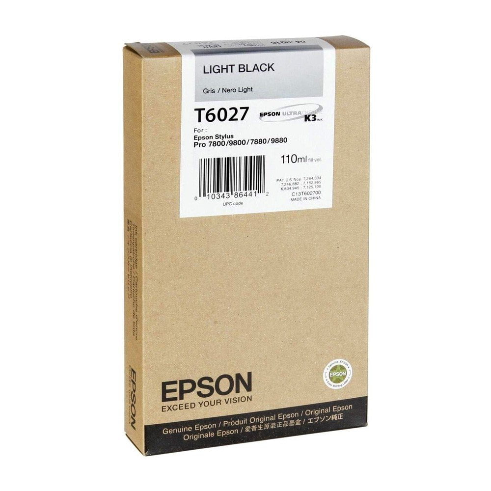 Epson T602, 110 ml Light Black UltraChrome K3 Ink Cartridge - Walmart.com