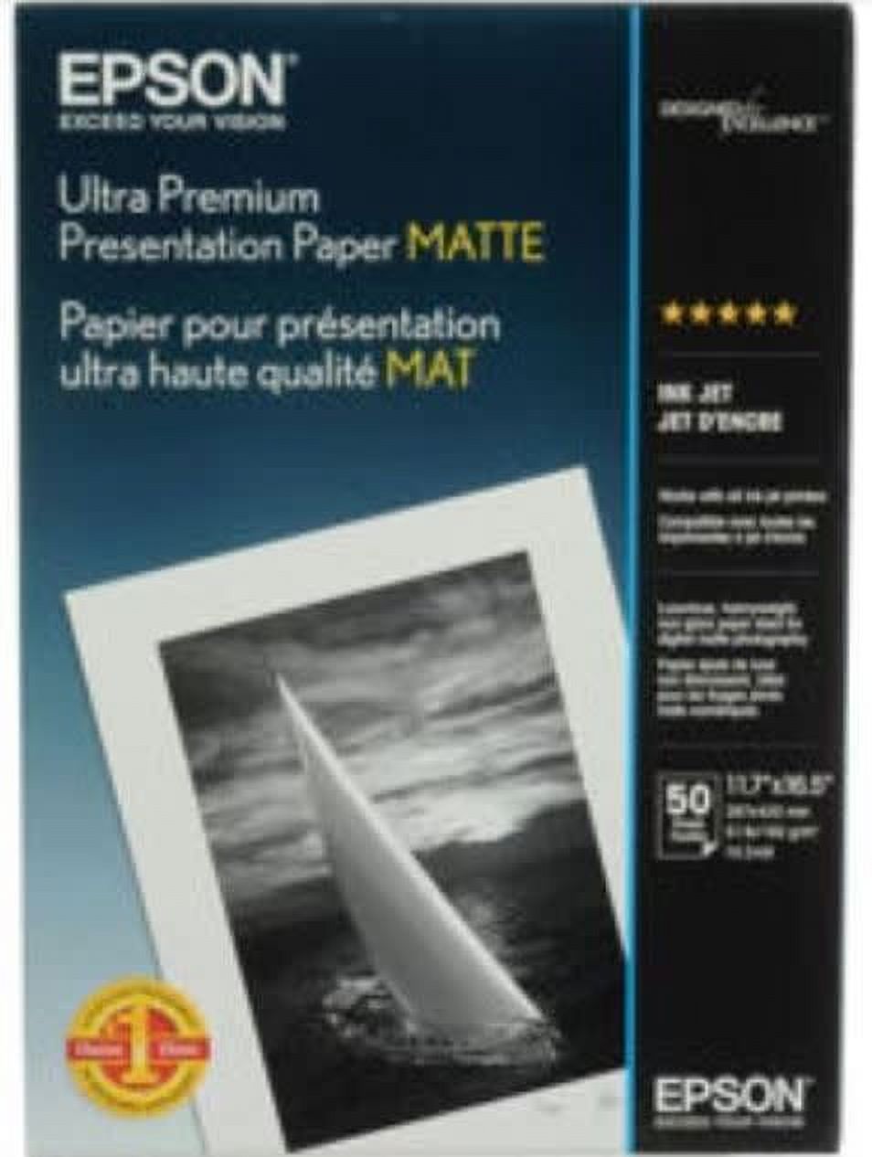 Epson Ultra Premium Presentation Paper Matte 17" x 12" x 1", 50 Sheets ...