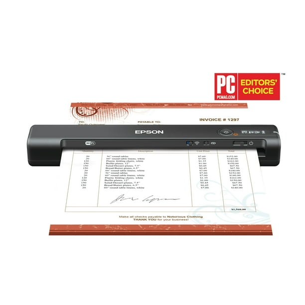 Epson WorkForce ES-60W Wireless Portable Sheet-fed Document Scanner for ...
