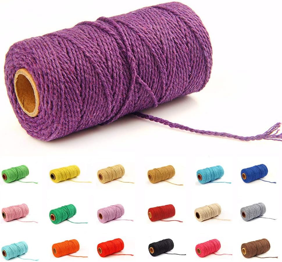 Eqarp Macrame Cotton Cord 2mm Light Purple Craft Rope Spool 109 Yards ...