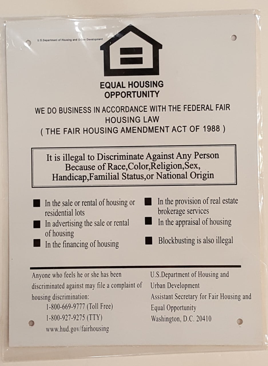 Equal Housing Opportunity Sign ( White,ALUMINIUM 8.5x11 -Rust Free ...