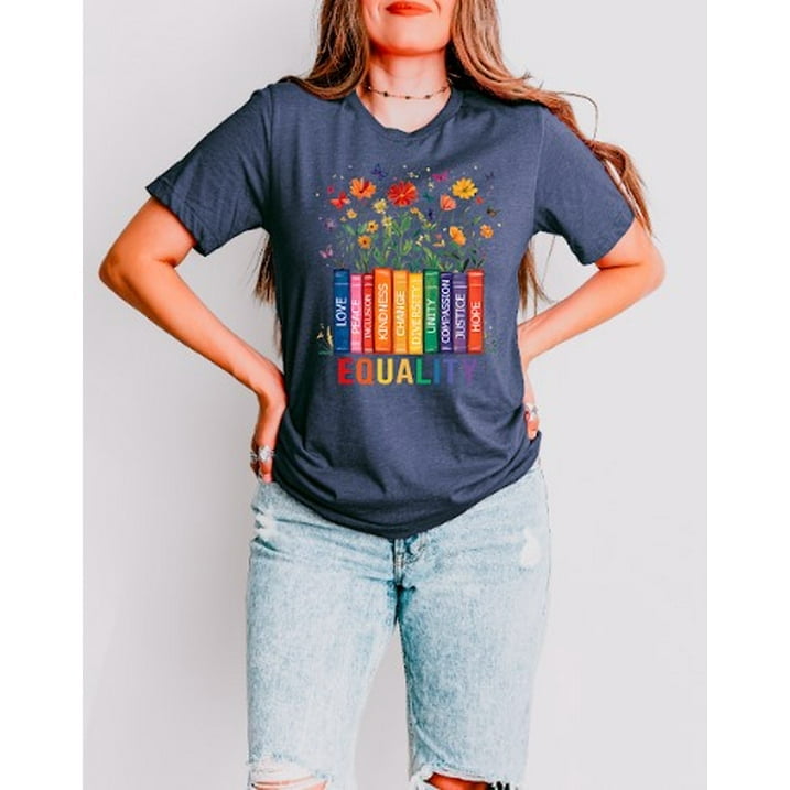 Equal Rights Shirt, Book Flower Shirt, Social Justice T-Shirt, Equality ...