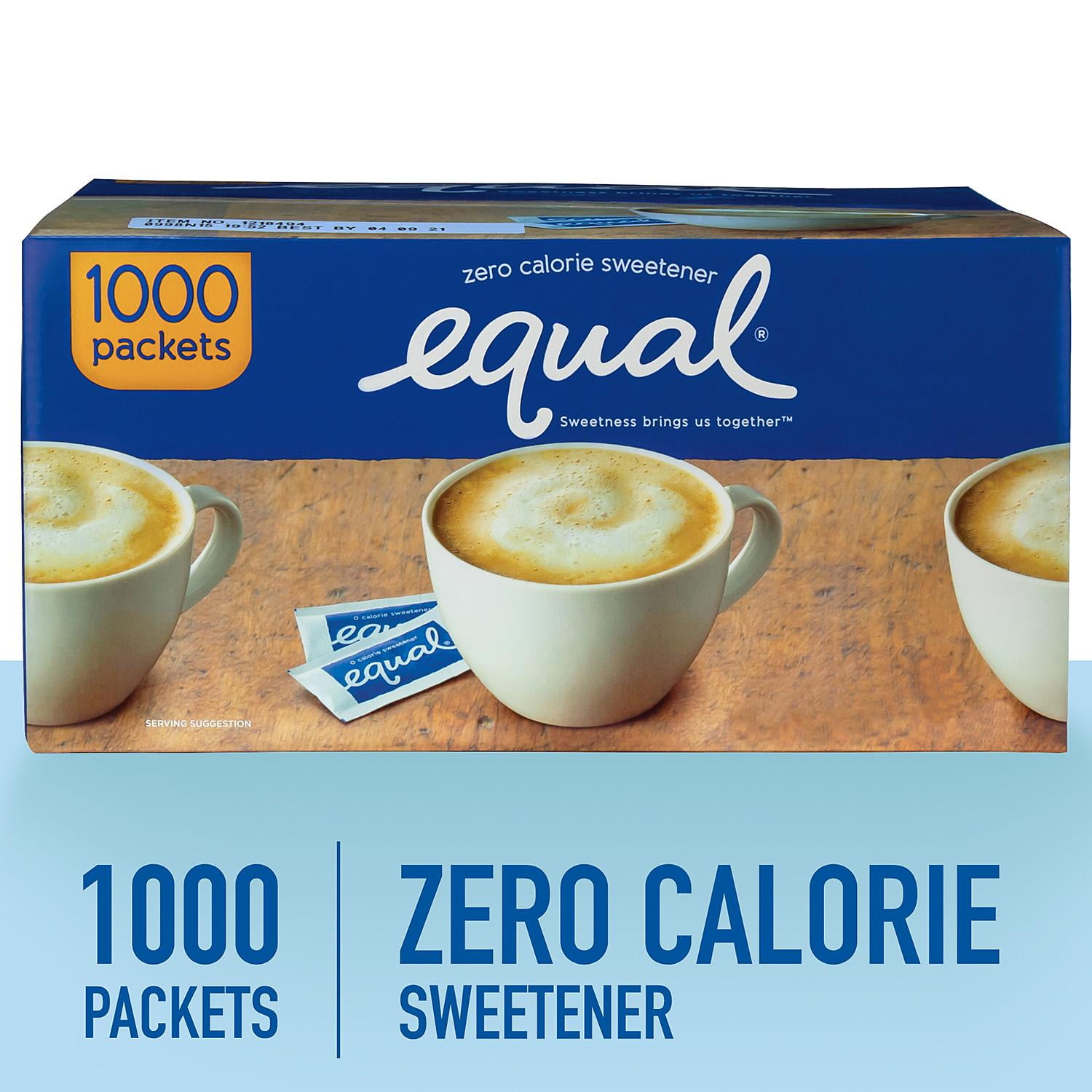 Equal Zero Calorie Sweetener, Box of 1,000 Single-Serve Packets ...