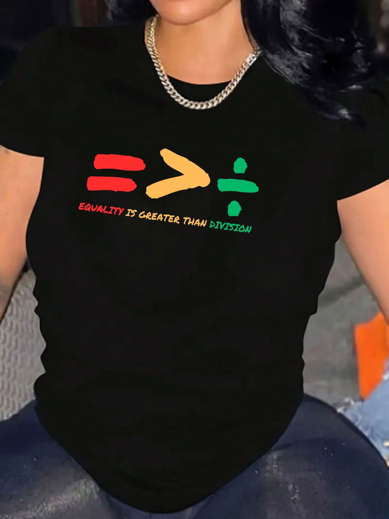 Equality Greater Than Division Symbol for Women Short Sleeve Cotton T ...