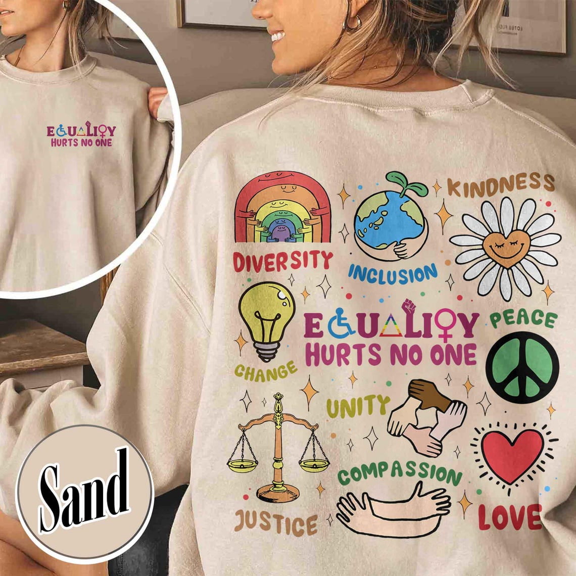 Equality Hurts No One Double Sided Sweatshirt, Black Lives Matter Punch ...