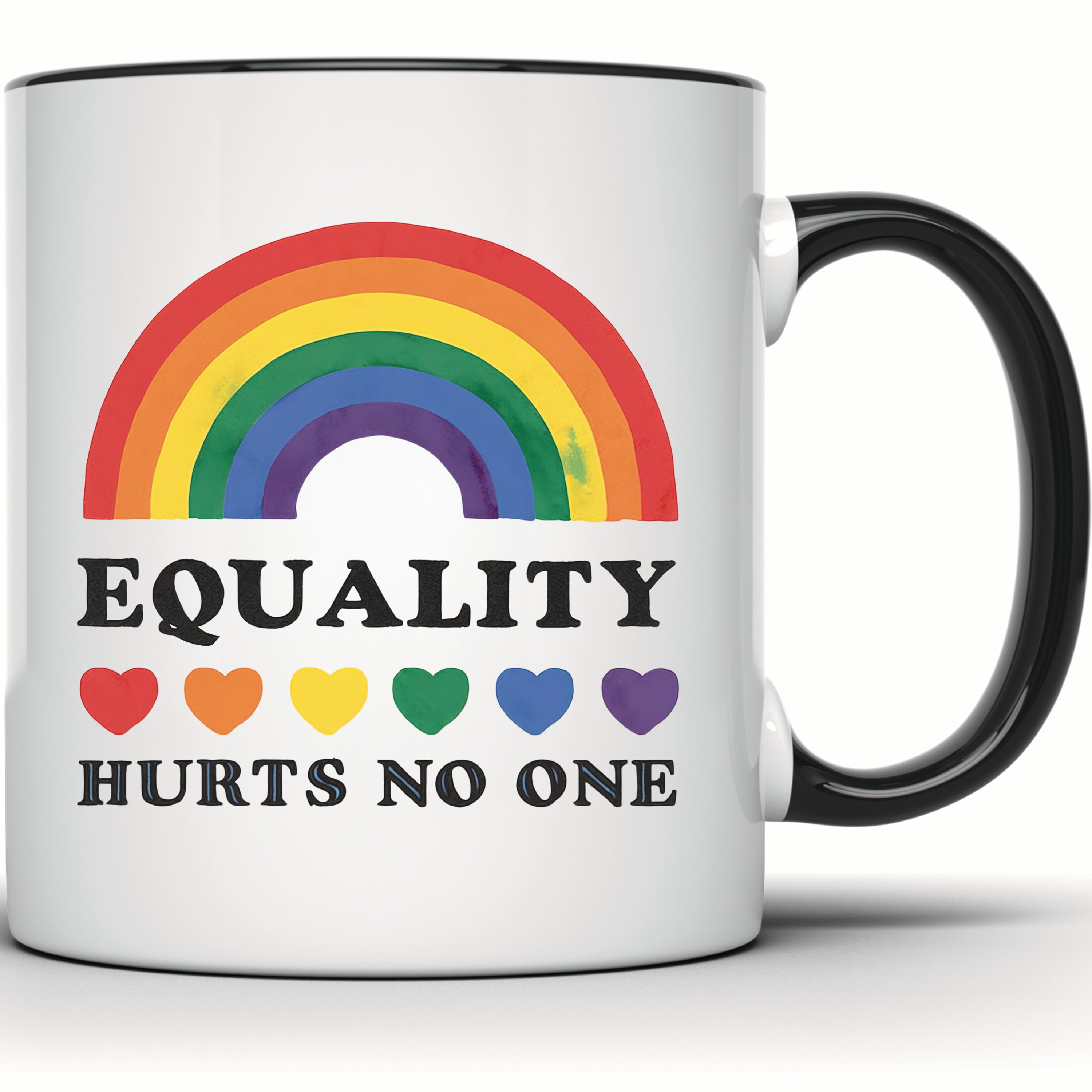 Equality Hurts No One Rainbow Heart Mug, LGBTQ Pride Mug, Social ...