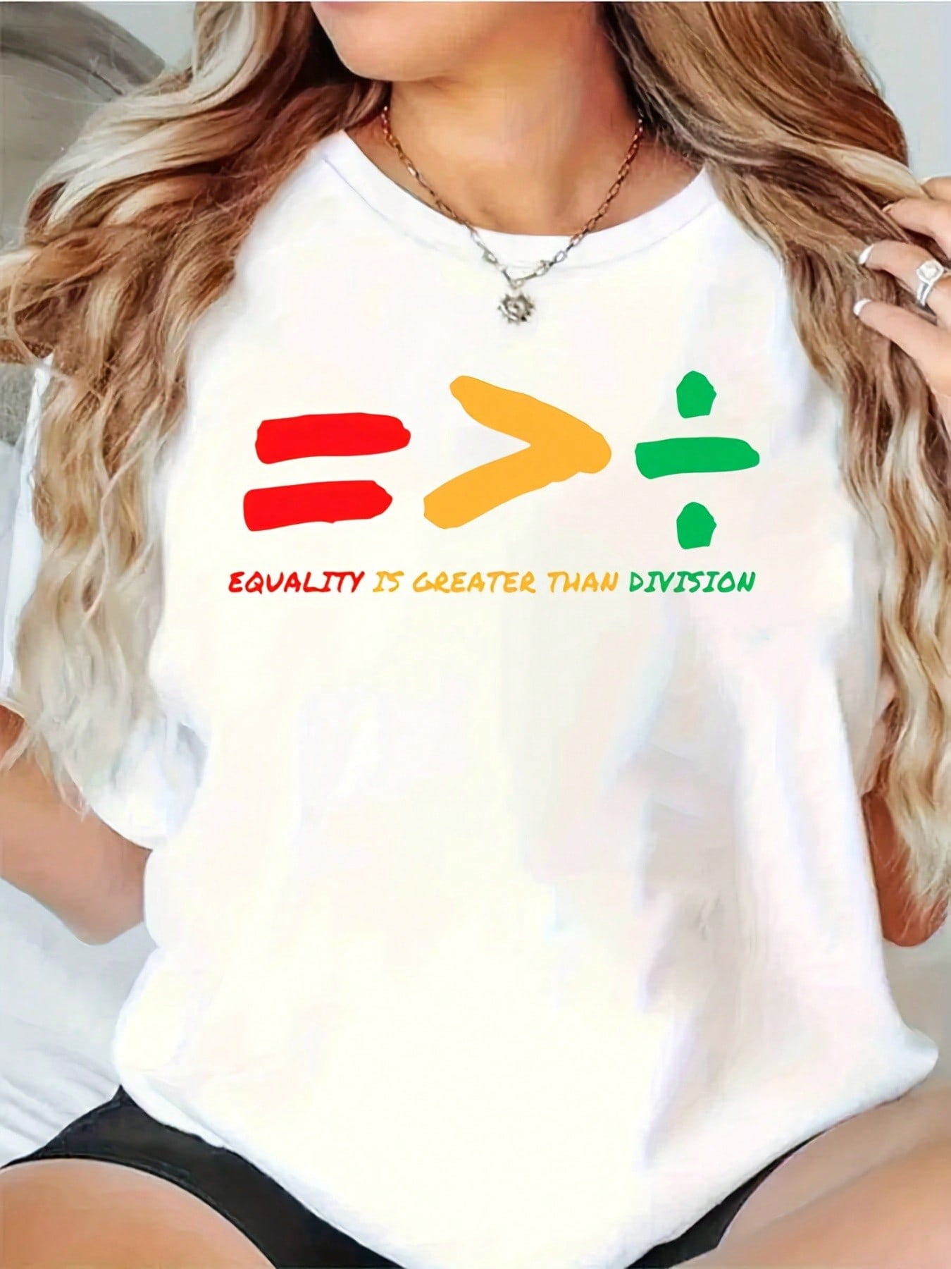 Equality Is Greater Than Division Math Graphic for Women Short Sleeve ...