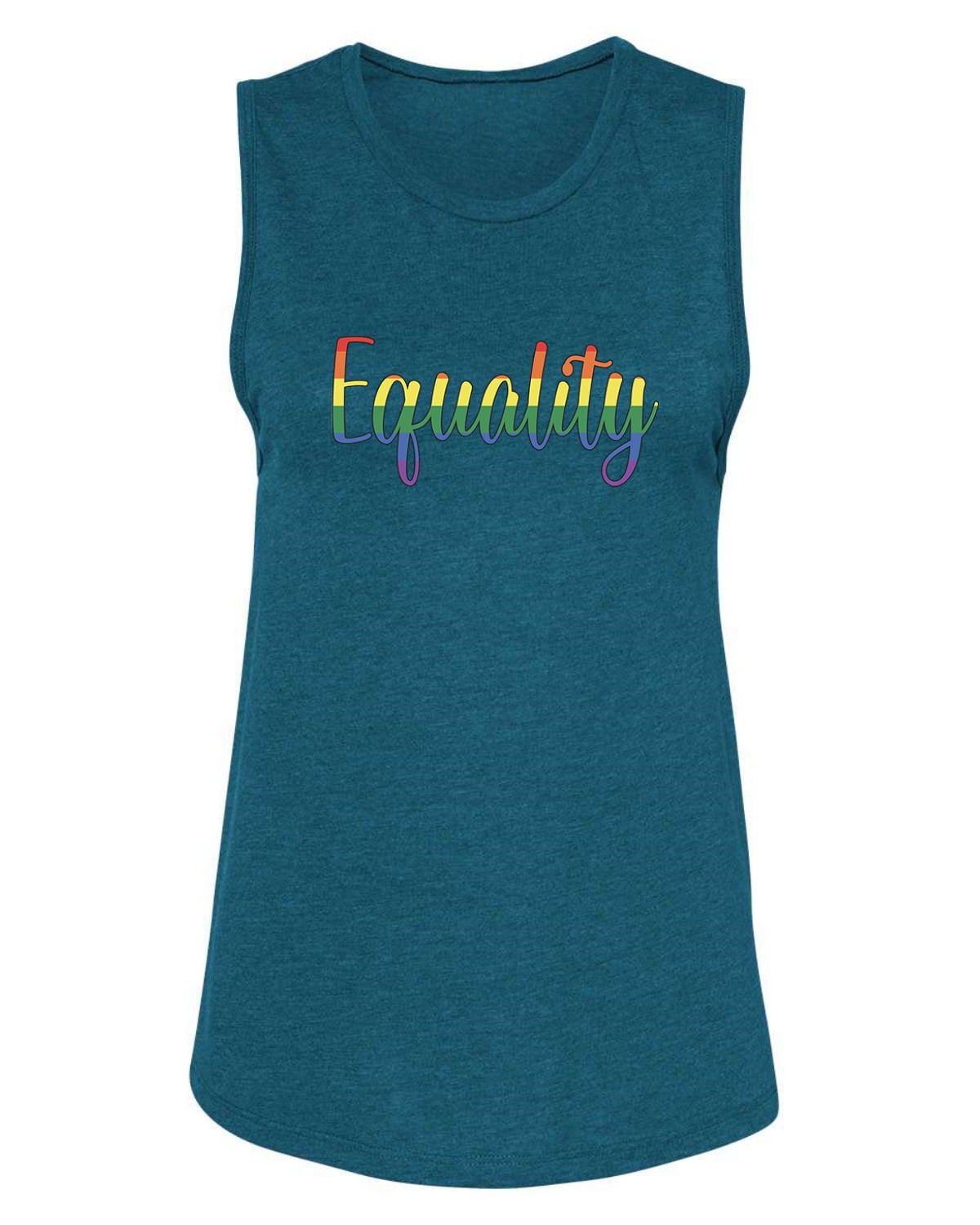 Equality Script Rainbow LGBT Pride Women's Jersey Muscle Tank, Teal ...