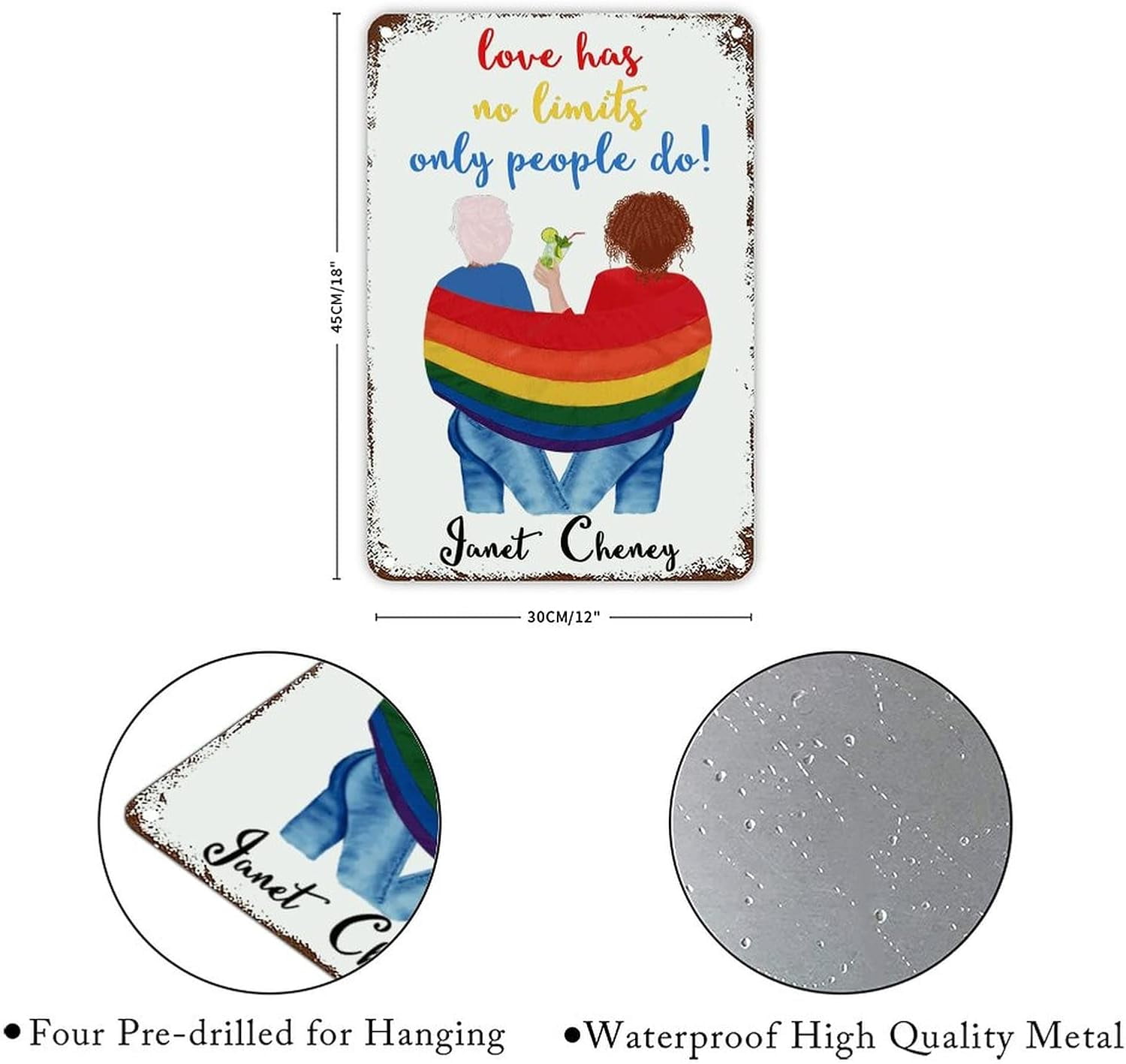 Equalityity LGBTQ Gay Pride Lesbian Metal Tin Sign Love Has No Limits ...