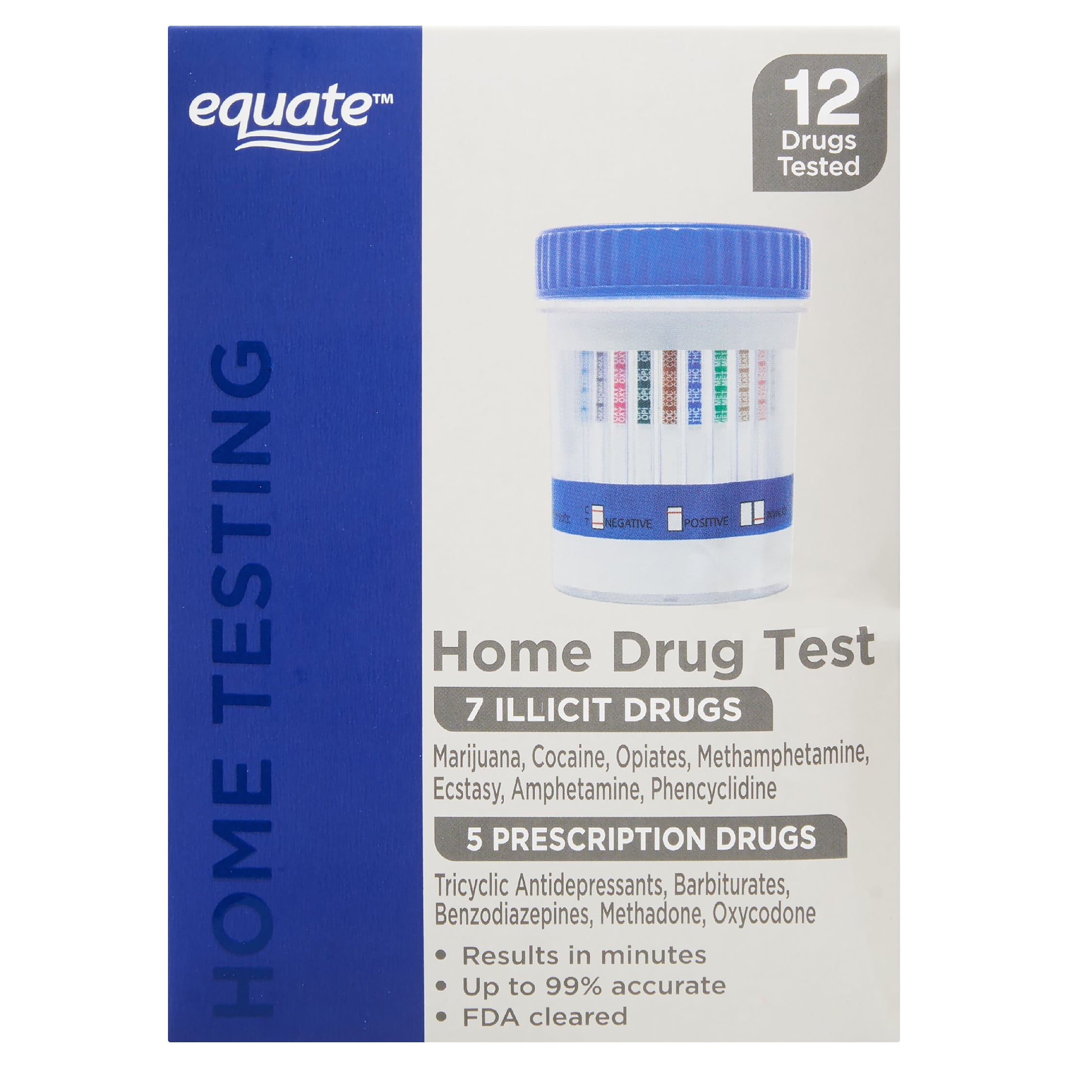 Equate 12 Panel At-Home Drug Test for 7 Illicit Drugs, 1 Urine Test ...