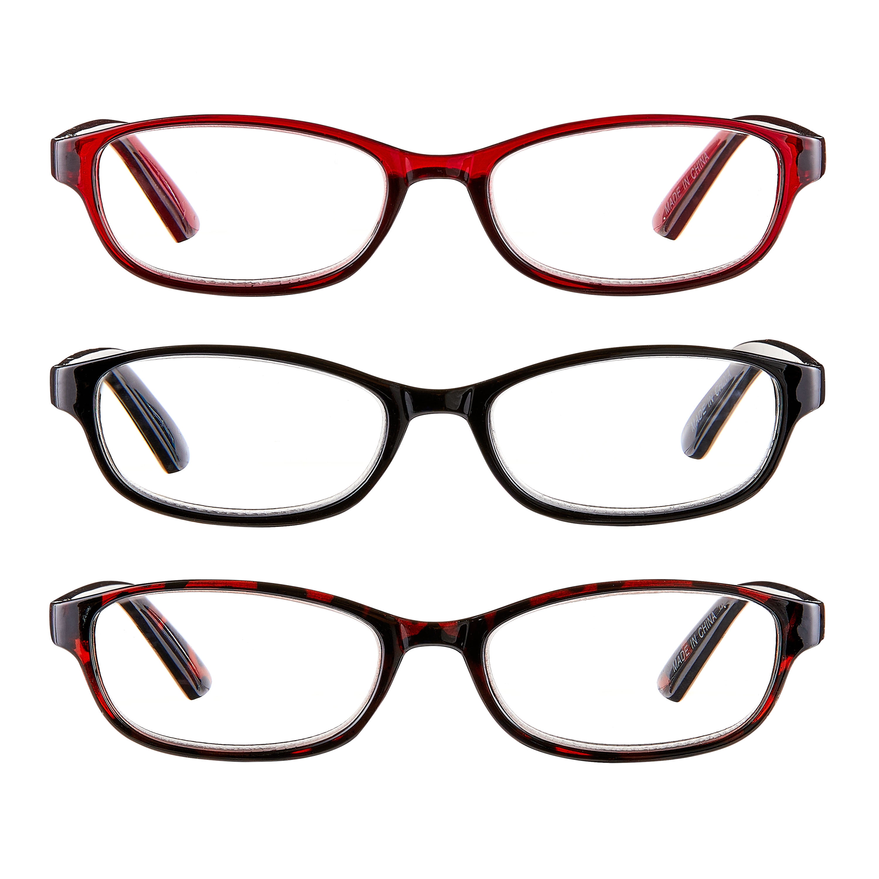 Equate Women's Rectangular Reading Glasses +2.50 3-Pack Lightweight ...