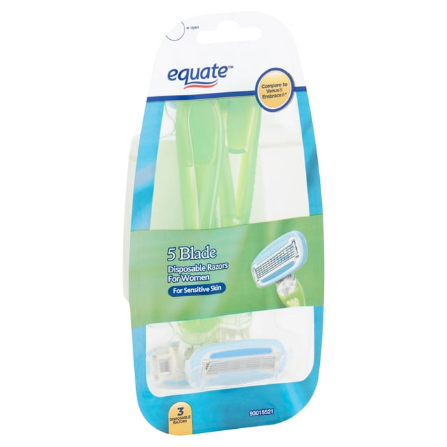 Equate 5 Blade Disposable Razors for Women, 3 Count - Walmart Business ...